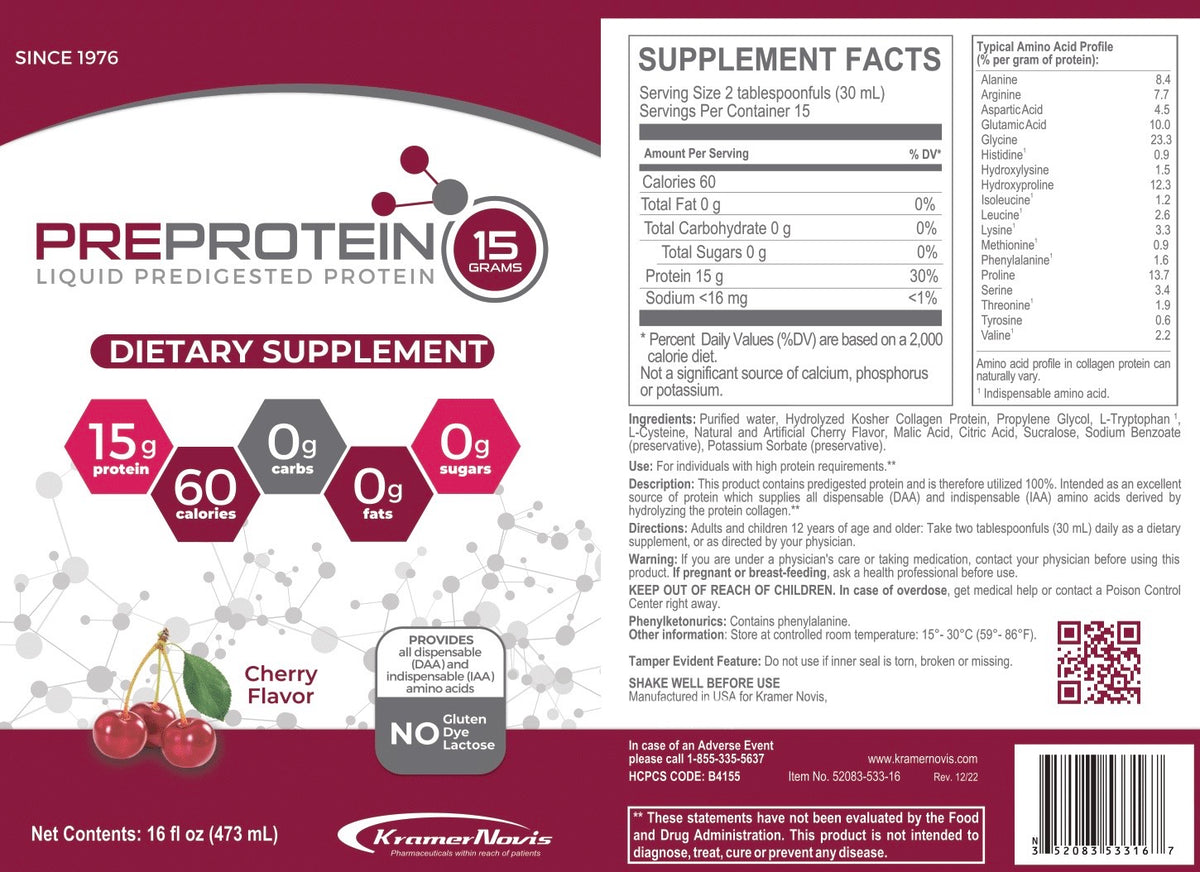 Pre-Protein 15G Liquid Cherry 16oz. Bottle – Nutrition Direct